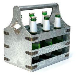 DanDiBo - Bierträger Metall mit Öffner 96403 Flaschenträger 6 Flaschen Flaschenöffner Flaschenkorb Männerhandtasche Männergeschenke