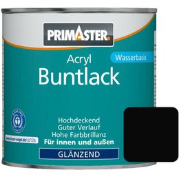 Acryl Buntlack 375ml Tiefschwarz Glänzend Wetterbeständig Holz&Metall - Primaster