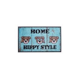 acerto ® - Schmutzfangmatte 45x75cm Hippy Dog Hund Fußmatte Türmatte Sauberlaufmatte