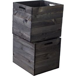 Kistenkolli Altes Land - 2er set Holzkiste schwarz lasiert passend für Kallax und Expeditregale Regaleinsatz