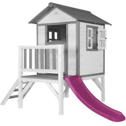 AXI Spielhaus Beach Lodge XL in Weiß mit Rutsche in Lila Stelzenhaus aus FSC Holz für Kinder Kleiner Spielturm für den Garten - Weiß