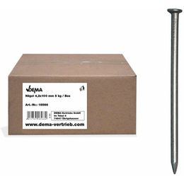 Dema Stahlnägel Nägel Stahlstifte Drahtstifte 4.2 x 100 mm Senkkopf blank 5kg Box