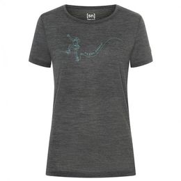 super.natural - Women's Climbing Line Tee - Merinoshirt Gr XS grau