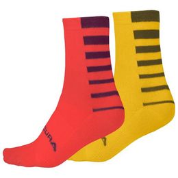 ENDURA - Coolmax Stripe Socken Doppelpack - Radsocken Unisex S/M | EU 37-42 rot