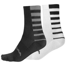 ENDURA - Coolmax Stripe Socken Doppelpack - Radsocken Unisex S/M | EU 37-42 schwarz