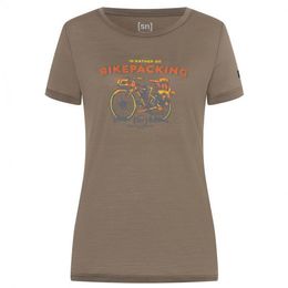 super.natural - Women's Bikepacking Tee - Merinoshirt Gr M braun