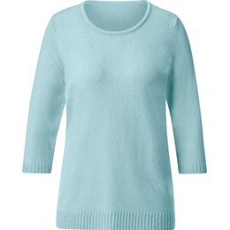 Damen Boucl&eacute;-Pullover mit 3/4-&Auml;rmeln aquamarin, Gr&ouml;&szlig;e 38