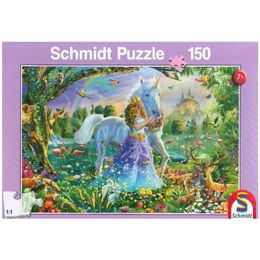 Schmidt Spiele Prinzessin mit Einhorn und Schloss (Kinderpuzzle)