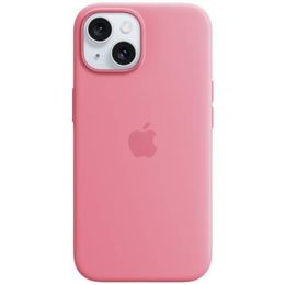Apple Silicon Case MagSafe Backcover Apple iPhone 15 Pink Induktives Laden, Stoßfest