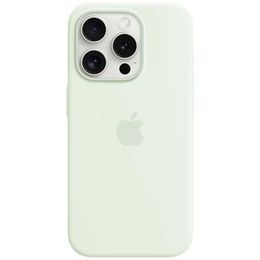 Apple Silicon Case MagSafe Backcover Apple iPhone 15 Pro Blassmint Induktives Laden, Stoßfest