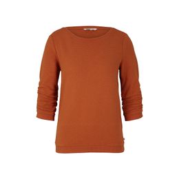 Tom Tailor Denim Damen Strukturiertes Sweatshirt, braun, Uni, Gr. S