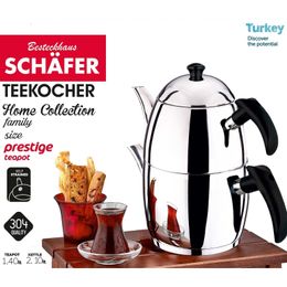 Schäfer Teekessel 1,4 und Wasserkessel 2,1 Liter 18/10 Edelstahl