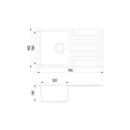 Bergstr&ouml;m Granit Verbundsp&uuml;le K&uuml;chen Einbau Auflage Sp&uuml;le+Drehexcenter+Siphon Sp&uuml;lbecken Schwarz