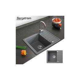 Bergström Granit Spüle Küchenspüle Einbauspüle Spülbecken+Drehexcenter+Siphon Grau