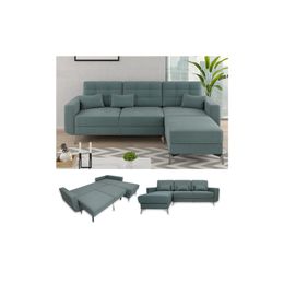 Vitalispa Ecksofa Schlafsofa Boxspringsofa York Schlaffunktion Bettkasten blau