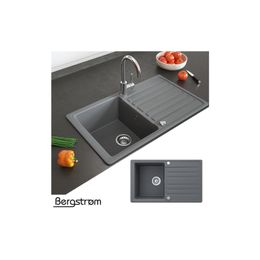 Bergström Granit Spüle Küchenspüle Einbauspüle Auflage Spülbecken Küche reversibel Grau