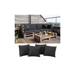 VICCO Loungekissen Palettenkissen Gartenkissen Anthrazit 4er Set Balkonkissen