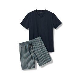 Tchibo Shorty-Pyjama mit gewebter Hose - Petrol/Gestreift - Gr.: S