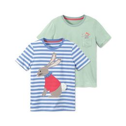 Tchibo 2 T-Shirts - Olivgrün/Gestreift - Kinder - Gr.: 110/116