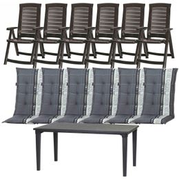 Allibert Garten-Essgruppe Aruba / Futura, (Set, 13-tlg), bestehend aus 6 Sesseln und 1 Tisch, grau