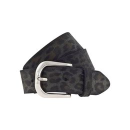 Vanzetti Ledergürtel mit dunklen Airbrushkanten, Animal-Print, schlichte Dornschließe, grau