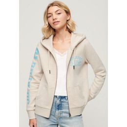 Superdry Kapuzensweatjacke SUPER ATHLETIC GRAPHIC ZIPHOOD, beige