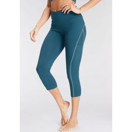 active by Lascana LASCANA ACTIVE Caprileggings -Sporthose mit Kontrastnähten und breitem Bund, blau