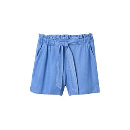 Tom Tailor Denim Damen Paperbag Shorts mit Lyocell, blau, Uni, Gr. M