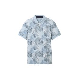 Tom Tailor Herren Poloshirt mit Allover Print, blau, Allover Print, Gr. XL