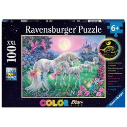 RAVENSBURGER VERLAG Ravensburger Kinderpuzzle - 13670 Einhörner im Mondschein - Einhorn-Leuchtpuzzle für Kinder ab 6 Jahren, mit 100 Teilen im XXL-Format, Leuchtet im Dun