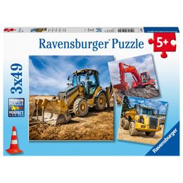 RAVENSBURGER VERLAG Ravensburger Kinderpuzzle - 05032 Baufahrzeuge im Einsatz - Puzzle für Kinder ab 5 Jahren, mit 3x49 Teilen
