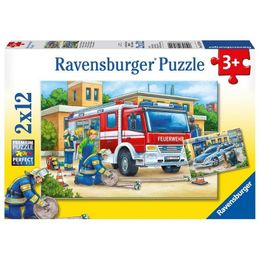 RAVENSBURGER VERLAG Ravensburger Kinderpuzzle - 07574 Polizei und Feuerwehr - Puzzle für Kinder ab 3 Jahren, mit 2x12 Teilen