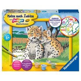 RAVENSBURGER VERLAG Ravensburger Malen nach Zahlen 28486 - Kleine Leoparden - Kinder ab 9 Jahren