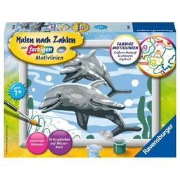 RAVENSBURGER VERLAG Ravensburger Malen nach Zahlen 28468 - Freundliche Delfine - Kinder ab 7 Jahren