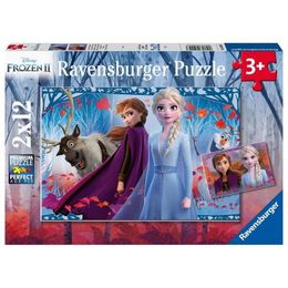 RAVENSBURGER VERLAG Ravensburger Kinderpuzzle - 05009 Reise ins Ungewisse - Puzzle für Kinder ab 3 Jahren, mit 2x12 Teilen, Puzzle mit Disney Frozen