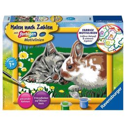 RAVENSBURGER VERLAG Ravensburger Malen nach Zahlen 27840 - Kätzchen und Häschen - Kinder ab 7 Jahren