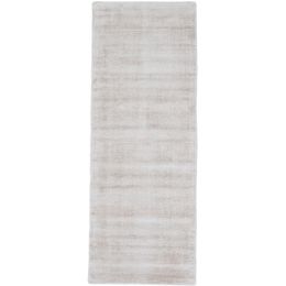 Teppich CarpetFine "Ava Viskoseteppich" Teppiche Gr. B/L: 80 cm x 300 cm, 13 mm, 1 St., beige (creme) Esszimmerteppiche