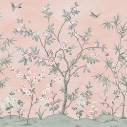 Laura Ashley Vliestapete "Eglantine - Fototapete" Tapeten Gr. B/L: 3 m x 2,8 m, Rollen: 1 St., rosa Blumentapeten