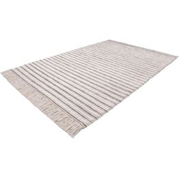 Teppich Calo-deluxe "Bature 305" Teppiche Gr. B/L: 80 cm x 150 cm, 10 mm, 1 St., beige (natur, creme) Fransenteppich Schurwollteppiche