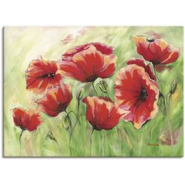 Wandbild Artland "Rote Mohnblumen II" Bilder Gr. B/H: 130 cm x 90 cm, Leinwandbild Blumen, 1 St., rot Kunstdrucke