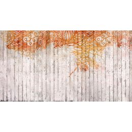 ARCHITECTS PAPER Fototapete "Atelier 47 Concrete Ornament 2" Tapeten Gr. B/L: 5 m x 2,7 m, bunt (orange, rot, grau) Fototapeten Steinoptik