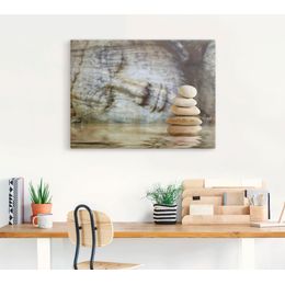 Wandbild Artland "Wassertempel" Bilder Gr. B/H: 80 cm x 60 cm, Leinwandbild Zen, 1 St., braun Kunstdrucke