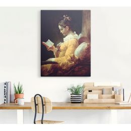 Wandbild Artland "Lesendes Mädchen. Um 1776" Bilder Gr. B/H: 60 cm x 80 cm, Leinwandbild Frau, 1 St., braun Kunstdrucke