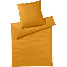 Bettwäsche Yes For Bed "Pure & Simple Uni in Gr. 135x200, 155x220 oder 200x200 cm" Gr. B/L: 200 cm x 220 cm (1 St.), B/L: 80 cm x 80 cm & 80 cm x 80 cm (2 St.), Mako-Satin, goldfarben Bettwäsche 200x220 cm