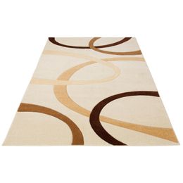 Teppich my home "Bill" Teppiche Gr. B/L: 280 cm x 390 cm, 10 mm, 1 St., beige (natur) Esszimmerteppiche mit handgearbeitetem Konturenschnitt, Kurzflor, elegant, 3D-Design