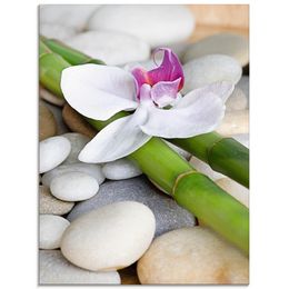 Glasbild Artland "Zen Orchidee" Bilder Gr. B/H: 60 cm x 80 cm, Glasbild Zen Hochformat, 1 St., weiß Glasbilder