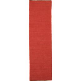 Läufer morgenland "KELIM FANCY UNI" Teppiche Gr. B/L: 80 cm x 300 cm, 7 mm, 1 St., rot (dunkelrot) Kurzflor-Läufer