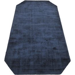 Teppich my home "Shirley, handgewebter Viskose Teppich, farblich changierend" Teppiche Gr. B/L: 120 cm x 120 cm, 12 mm, 1 St., blau (dunkelblau) Esszimmerteppiche