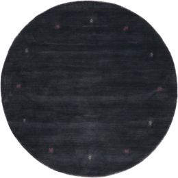 Wollteppich CarpetFine "Gabbeh Uni" Teppiche Gr. Ø 120 cm, 15 mm, 1 St., grau Orientalische Muster