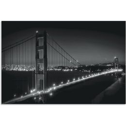 Wandbild Artland "Golden Gate Bridge am Abend" Bilder Gr. B/H: 120 cm x 80 cm, Alu-Dibond-Druck San Francisco Querformat, 1 St., schwarz Kunstdrucke
